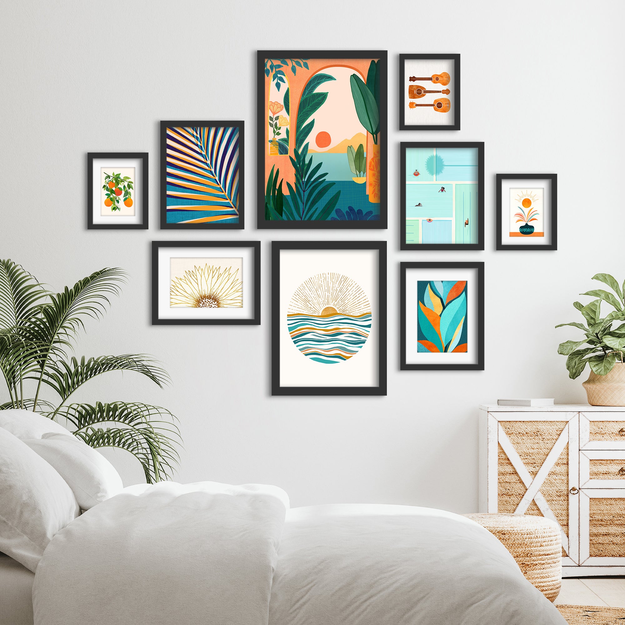 Sunny Boho Bliss 9 Piece Framed Gallery Wall Art Set Americanflat Sunny Boho Bliss 9 Piece Framed Gallery Wall Art Set Americanflat